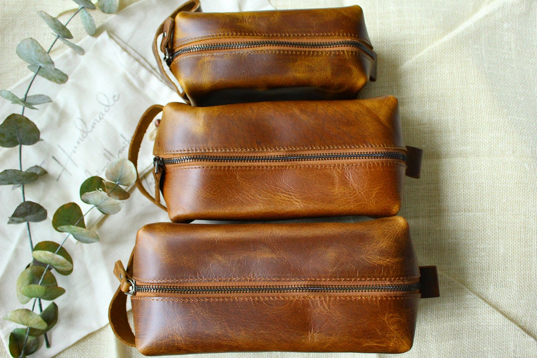 Personalized Dopp Kit | Handmade Leather Dopp Kit | Toiletry Bag for ...