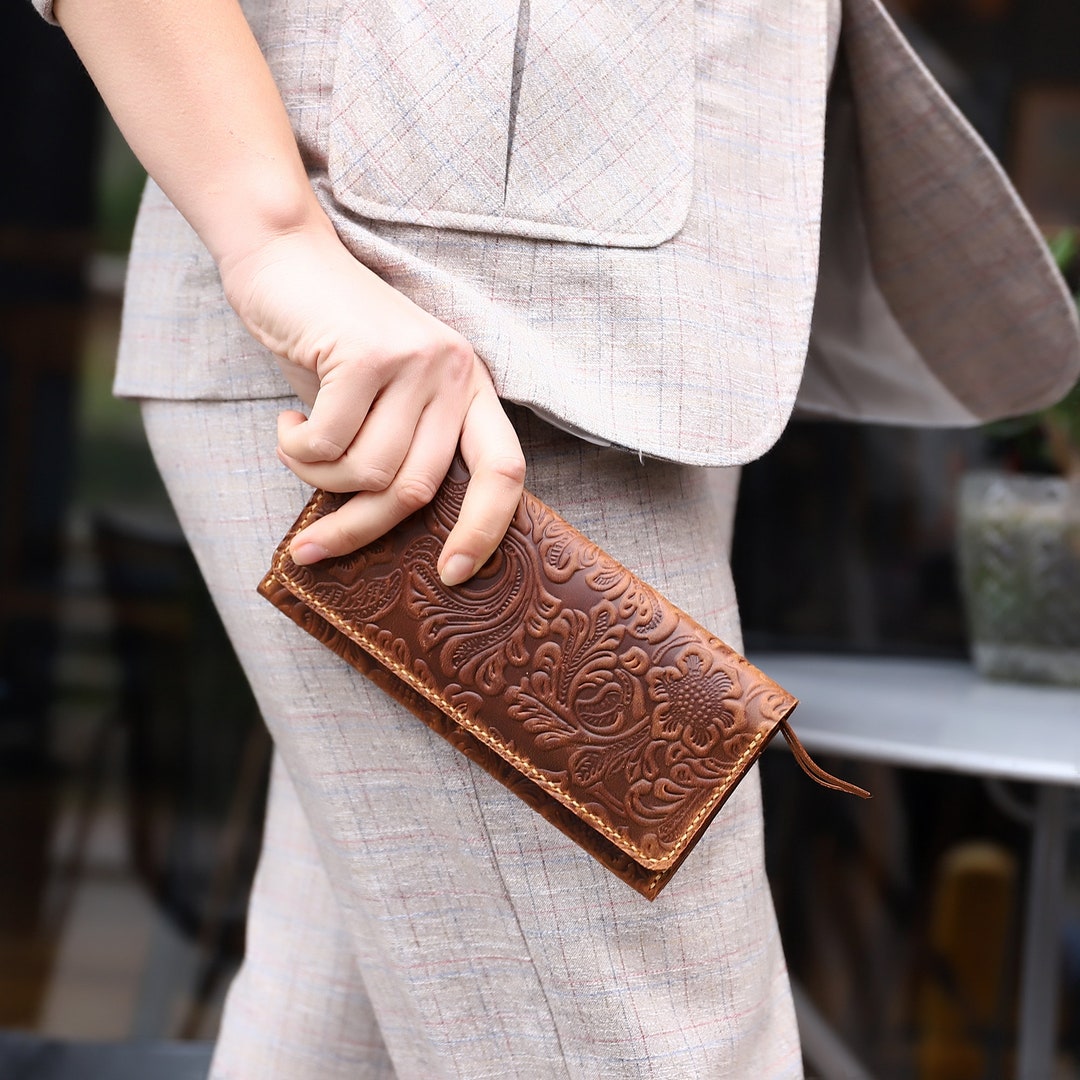 Handmade Leather Long Wallet for Women | Phone Wallet | Leather Clutch ...