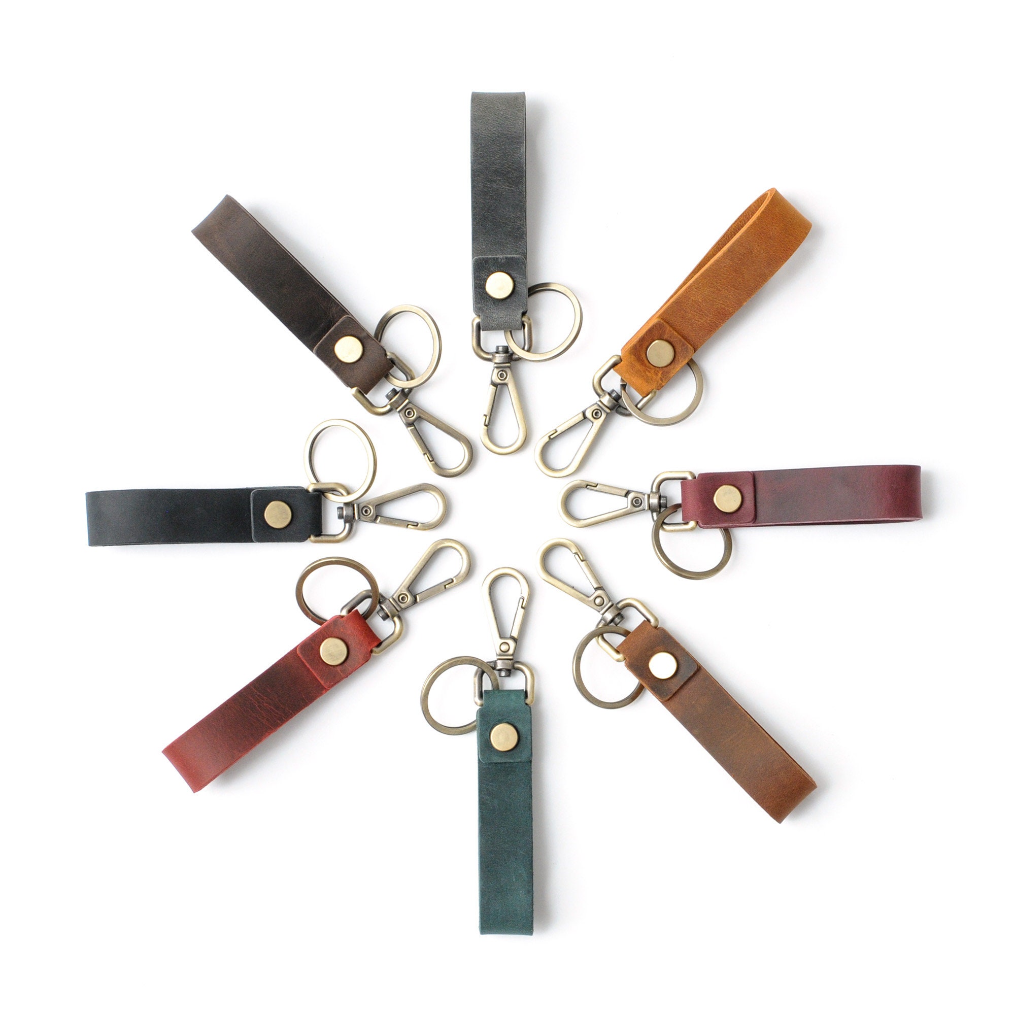 Customized Leather Keychain for Him Personalized Keychain Ring Handmade ...