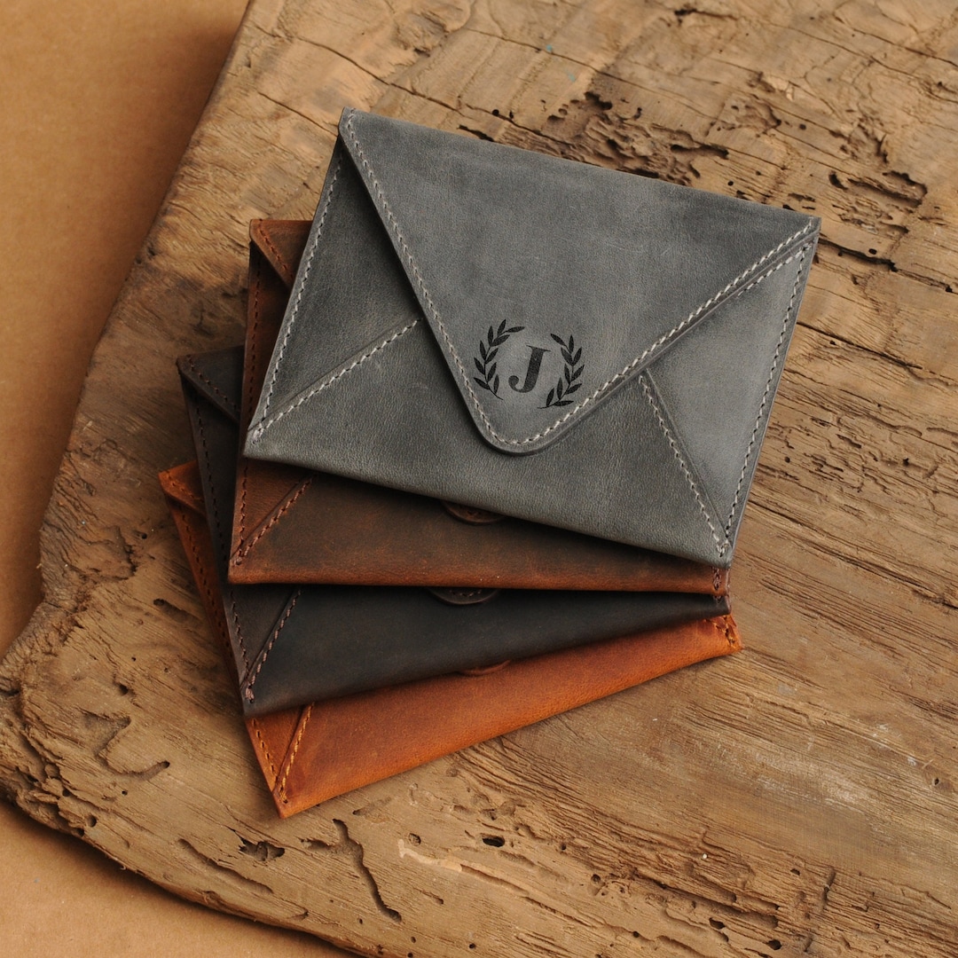 Personalized Leather Envelope Wallet | Cash Envelope Wallet for Women ...