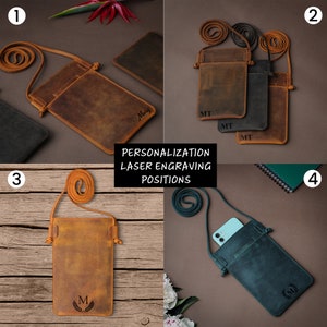 Personalized Leather Slim Phone Pouch | Mini Shoulder Bag | Card Holder ...