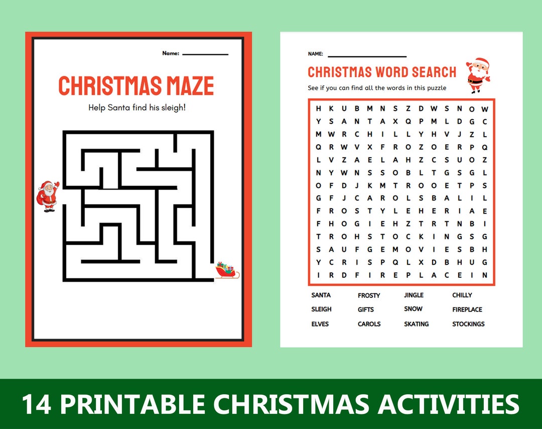 14 Christmas Activities Including 4 Printable Worksheets and 10 ...