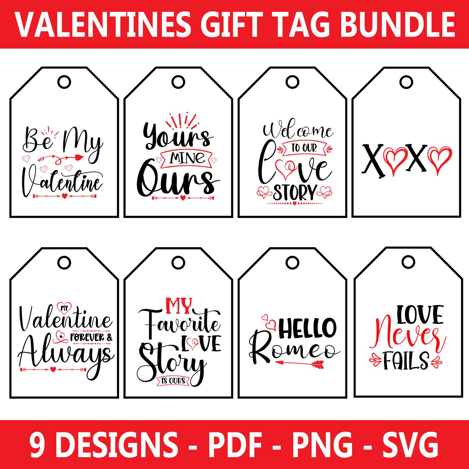 Valentines Gift Tags. PDF, PNG and Svg Included. 9 Unique Designs ...