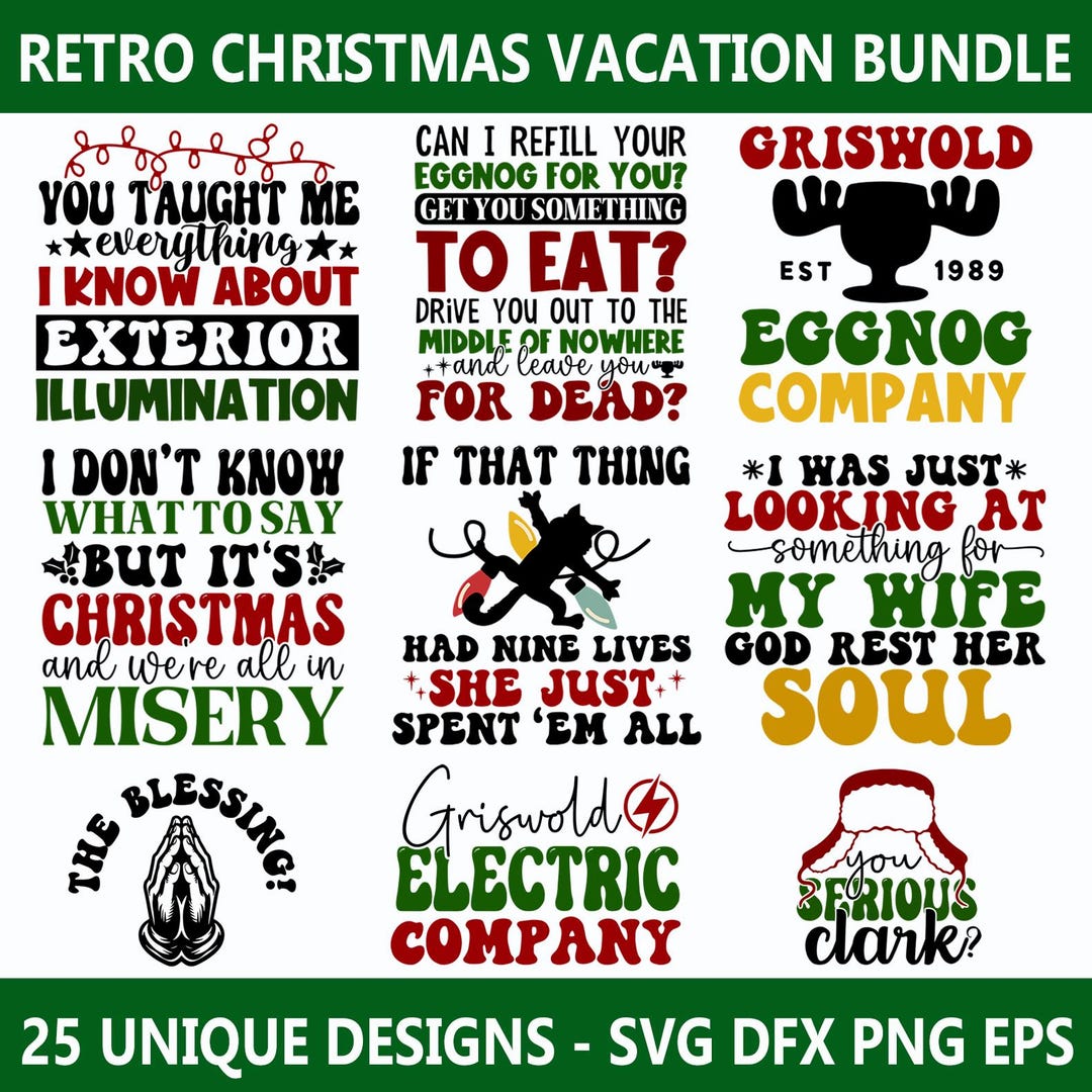 Ultimate Christmas Vacation Design Bundle. SVG DFX Png Eps. 25 Unique ...