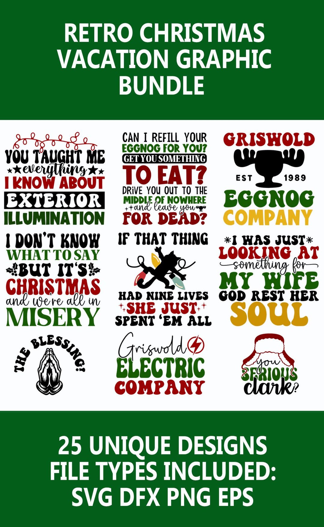 Ultimate Christmas Vacation Design Bundle. SVG DFX Png Eps. 25 Unique ...