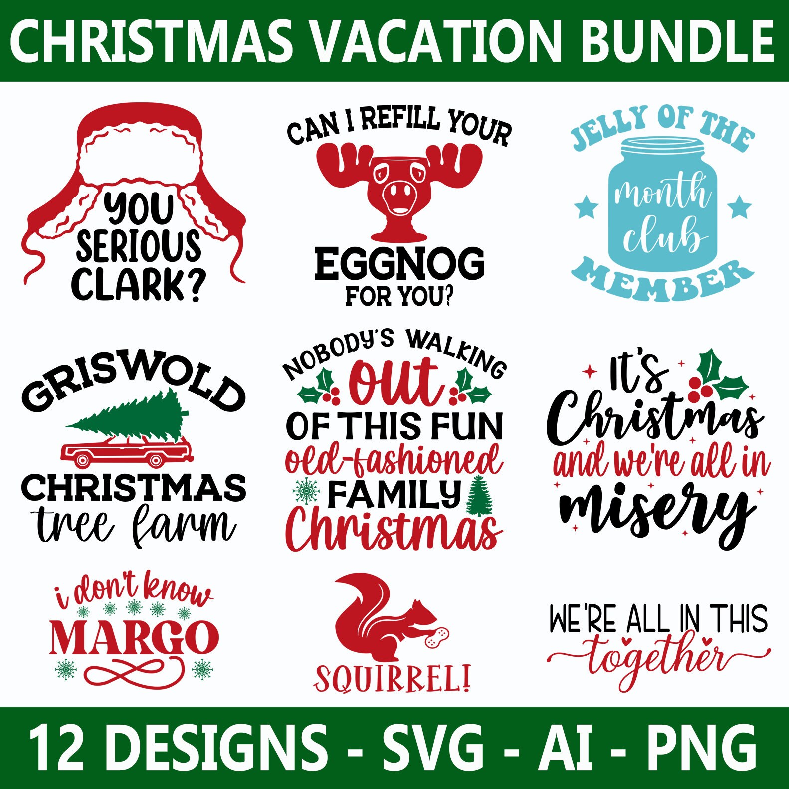 Christmas Vacation SVG Design Bundle. PNG and AI Included. 12 - Etsy Canada