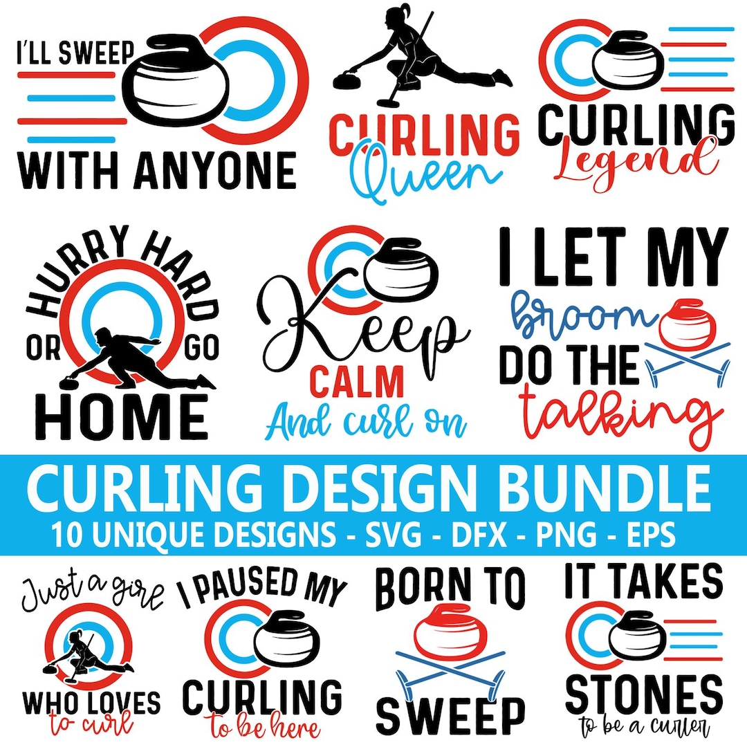 Curling SVG Bundle, Also Includes DFX PNG Eps, 10 Designs, Curlers ...