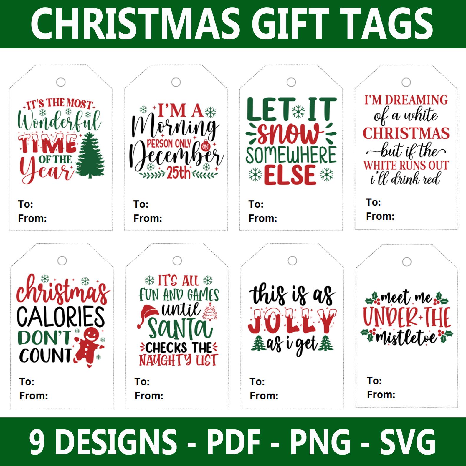 Funny Christmas Gift Tags. PDF, PNG and Svg Included. 9 Unique Designs ...