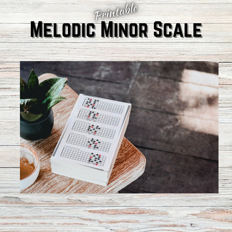 Melodic Minor Scales for Guitar. All 5 Positions. Printable Digital ...