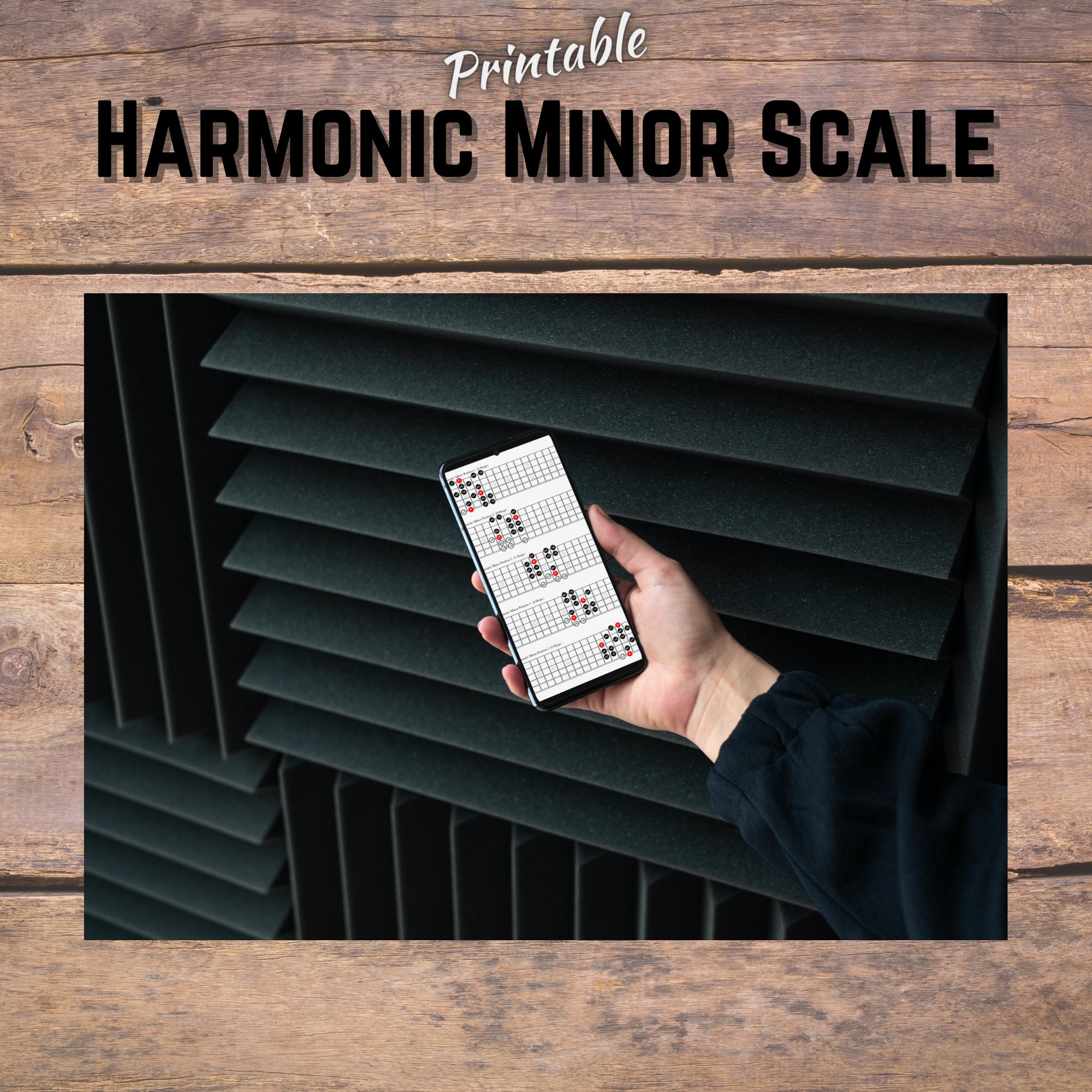 Harmonic Minor Scales for Guitar. All 5 Positions. Printable Digital ...
