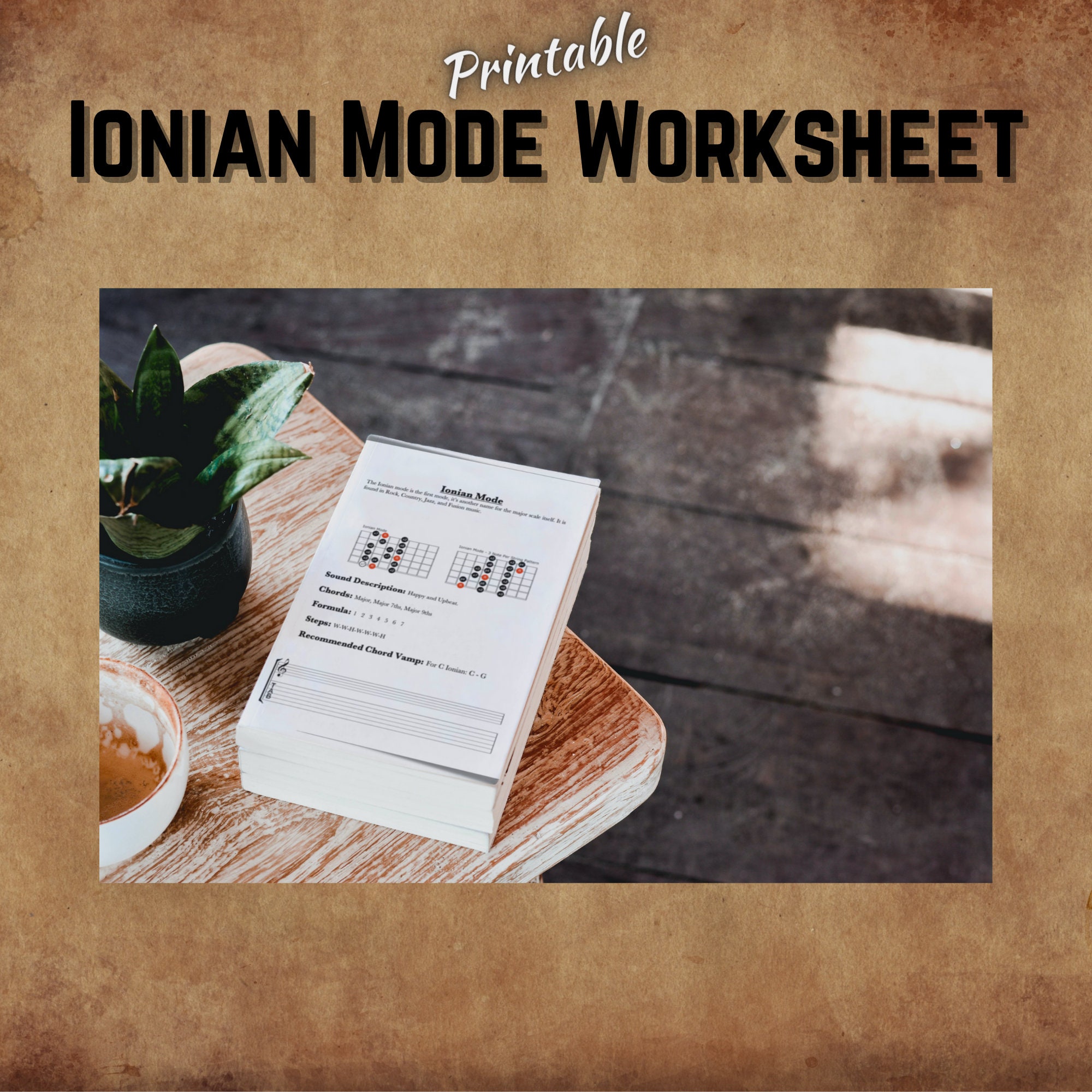 Ionian Mode Worksheet for Guitar. Printable Digital Download. - Etsy