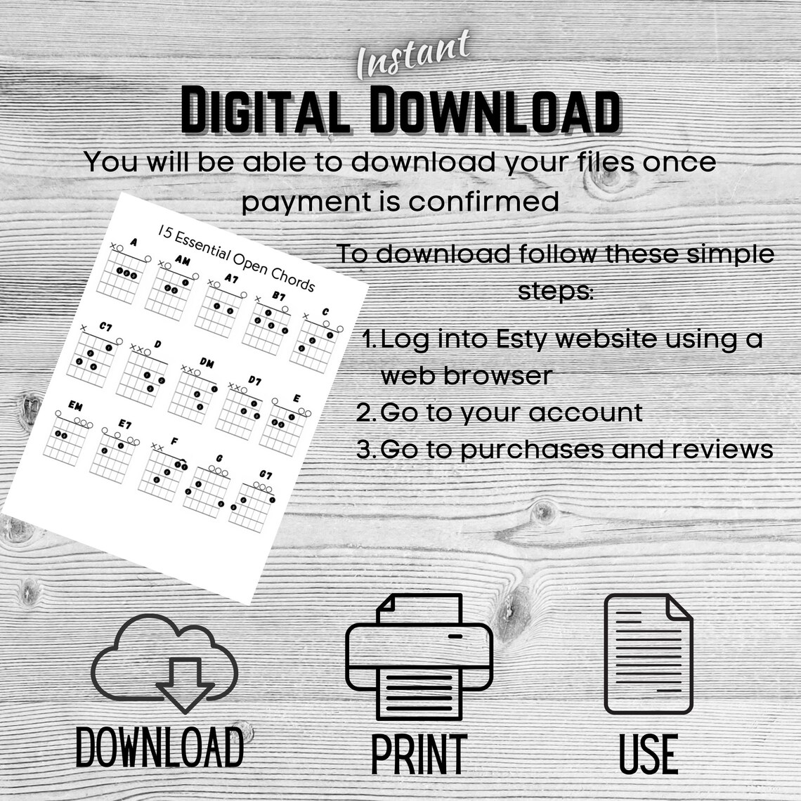 15 Essential Open Guitar Chords. Printable Digital Download HIGH ...