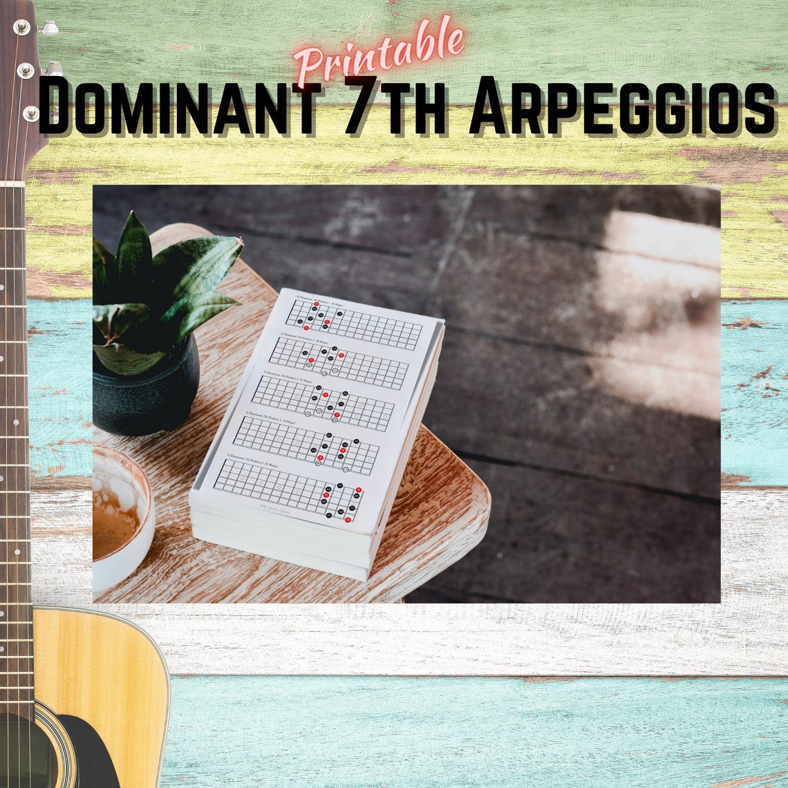 Dominant 7th Arpeggios for Guitar. All 5 CAGED Forms. Root Notes ...