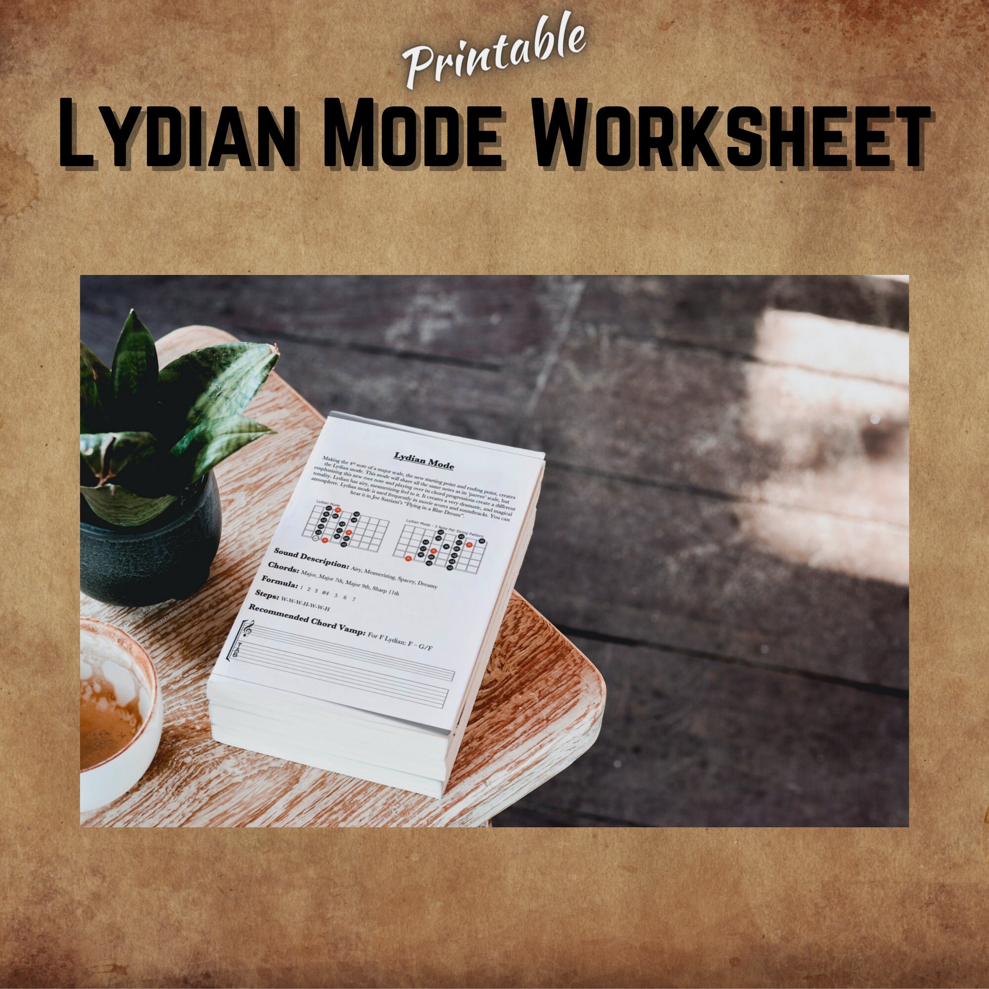 Lydian Mode Worksheet for Guitar. Printable Digital Download. - Etsy