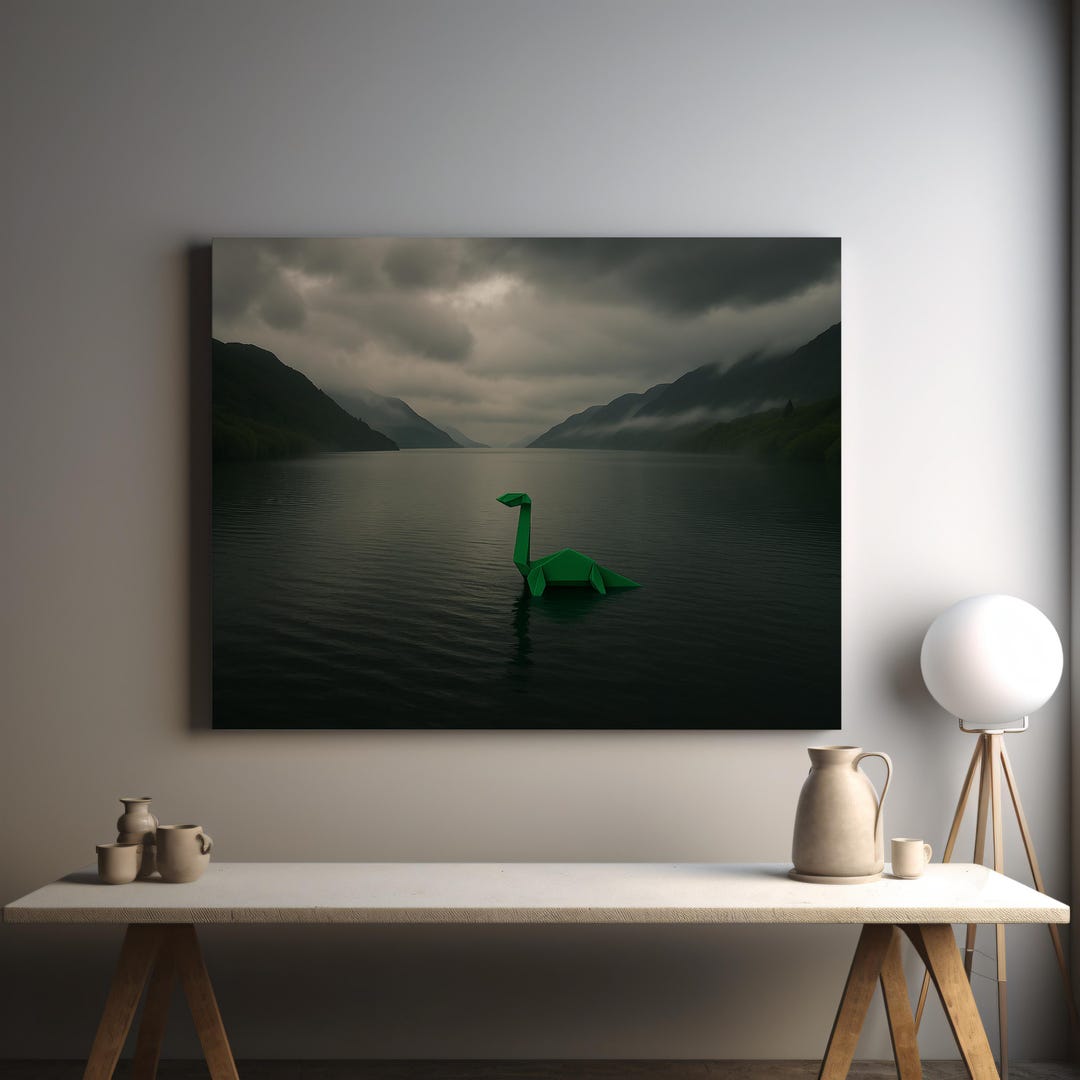 Origami Loch Ness Monster Print: Minimalist Scottish Lake Art (digital ...