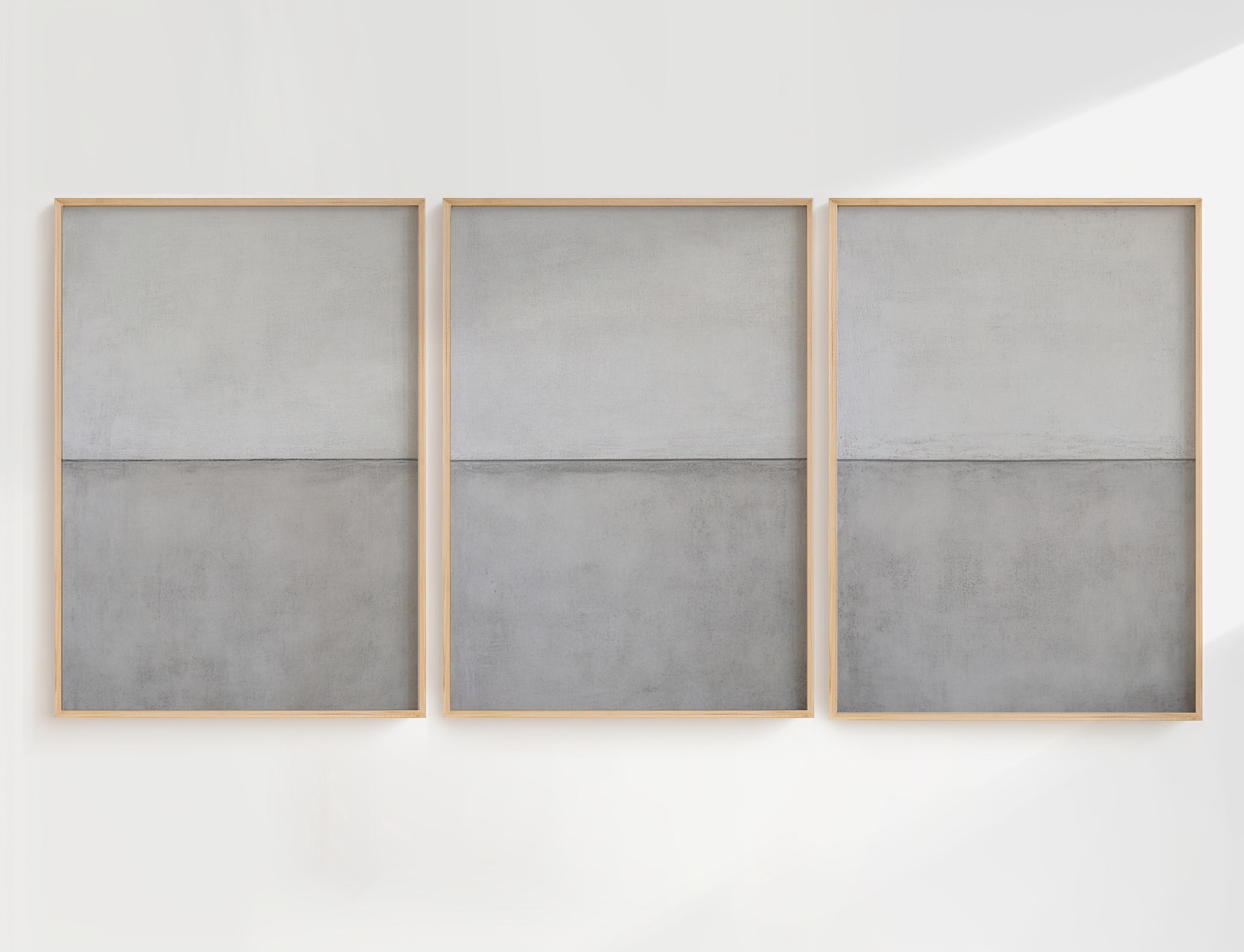 Minimal Cement Triptych Wall Art: Neutral Gray Concrete Texture Set of ...