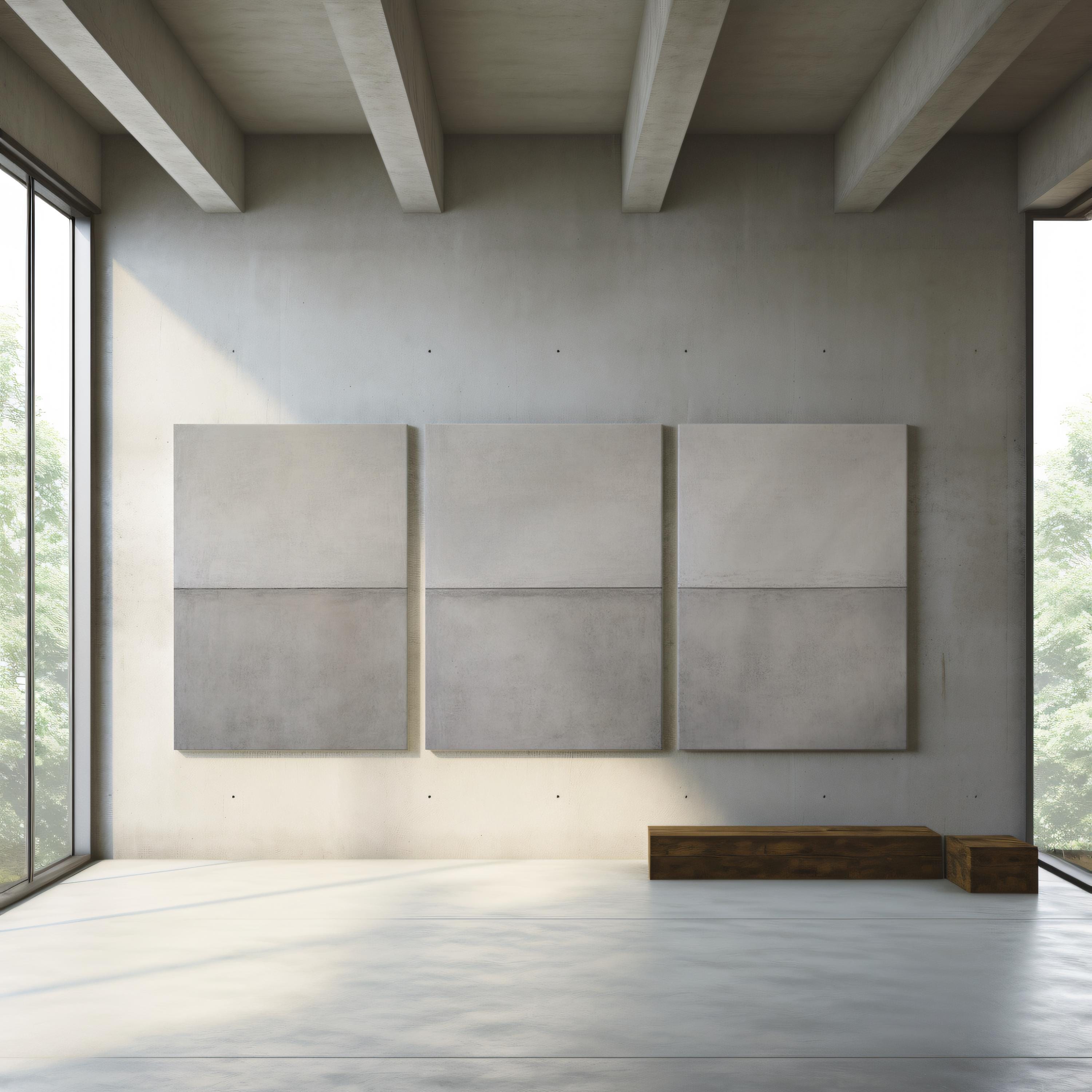 Minimal Cement Triptych Wall Art: Neutral Gray Concrete Texture Set of ...