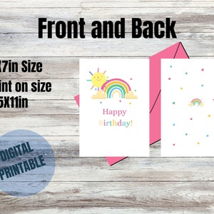 Happy Birthday Rainbow Card Printable Birthday Card Rainbow Kids PDF ...