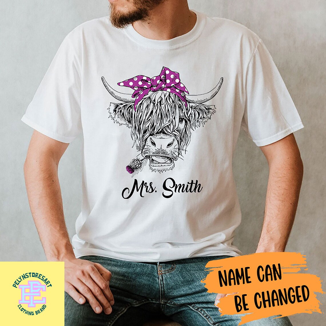 Personalized Highland Cow Name T-shirt, Custom Highland Cow Shirt ...