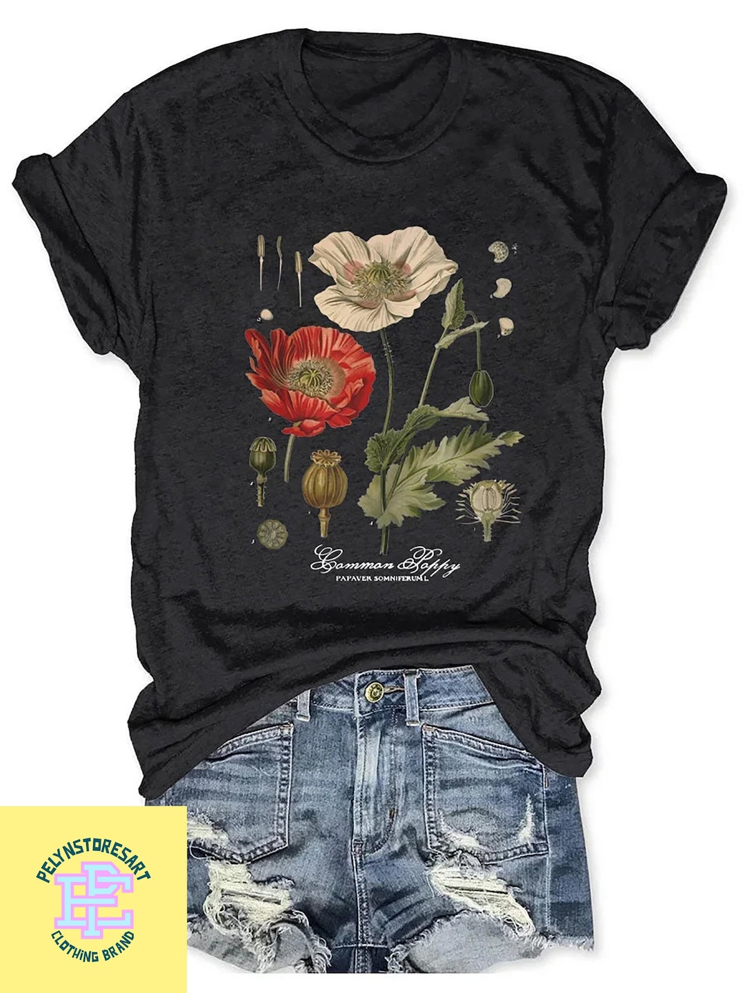 Vintage Poppy Shirt, Poppy Flower Shirt, Poppy Flower Gift, Boho ...