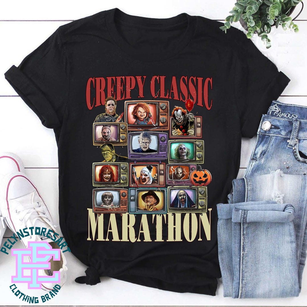 Halloween Horror Movies Shirt, Creepy Classic Marathon Shirt, Halloween ...