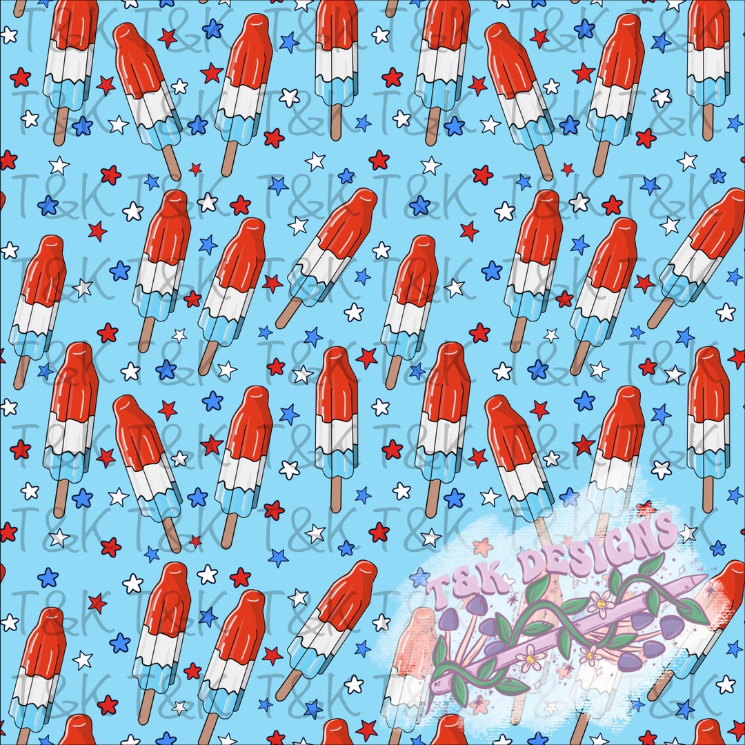 Patriotic Popsicle Seamless Pattern | Red, White, Blue (digital ...