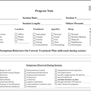 DIGITAL - Mental Health Progress Notes - Fillable & Reusable PDF - Etsy
