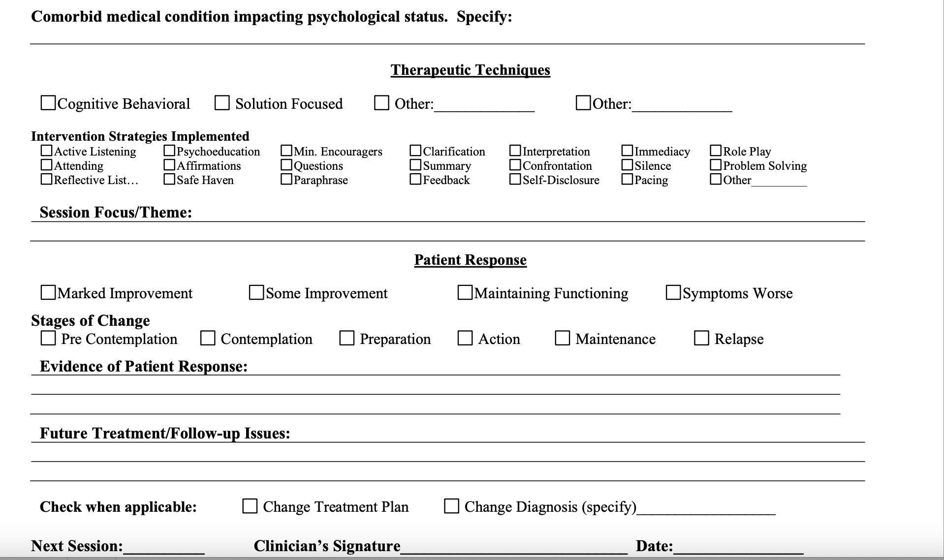 DIGITAL - Mental Health Progress Notes - Fillable & Reusable PDF - Etsy