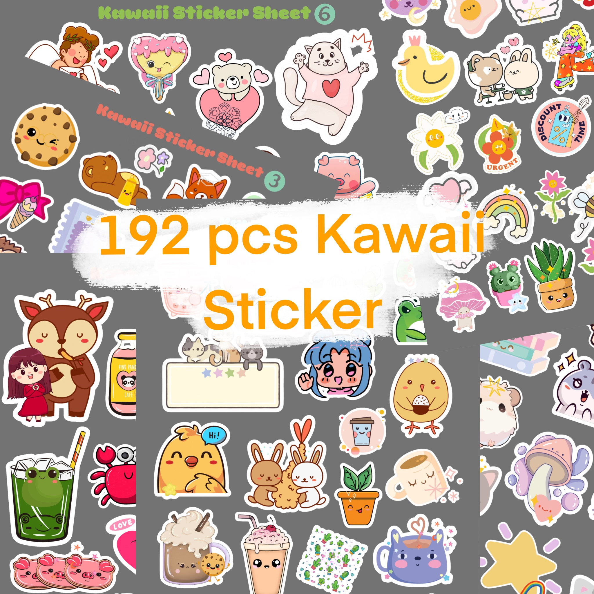 196 Pcs/8 Pages I Kawaii Sticker Sheet I Kawaii I Kawaii Sticker I Cute ...