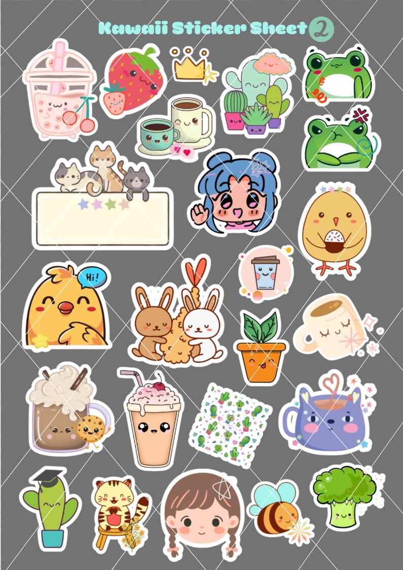 196 Pcs/8 Pages I Kawaii Sticker Sheet I Kawaii I Kawaii Sticker I Cute ...