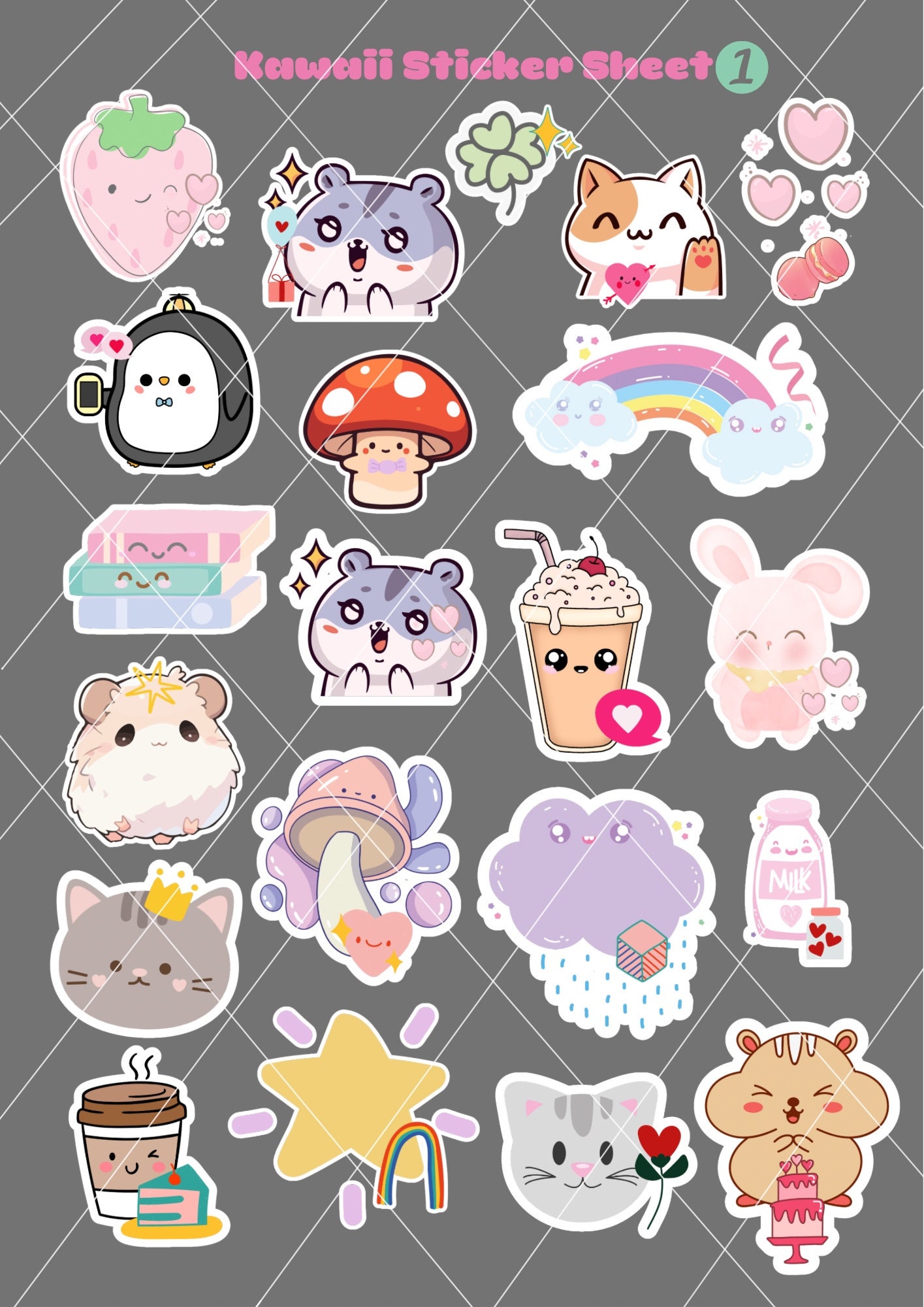 196 Pcs/8 Pages I Kawaii Sticker Sheet I Kawaii I Kawaii Sticker I Cute ...