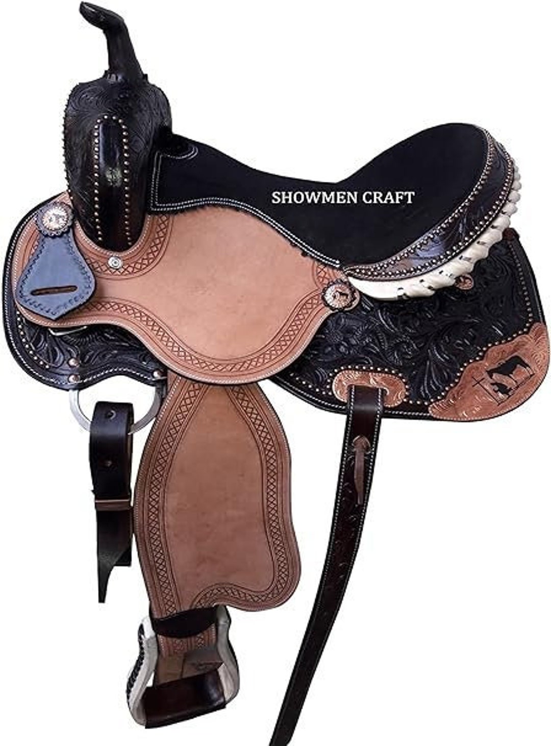 SHOWMEN CRAFT Western Barrel Racing Style Saddle With Matching ...