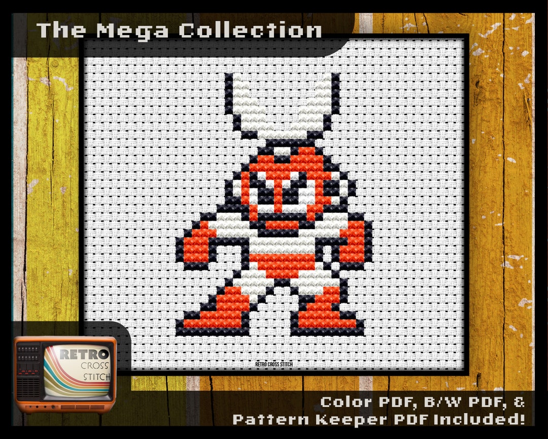 Mega Man 1 Inspired Cut Man Cross Stitch | DIY Nerdy Home Décor | Geeky ...