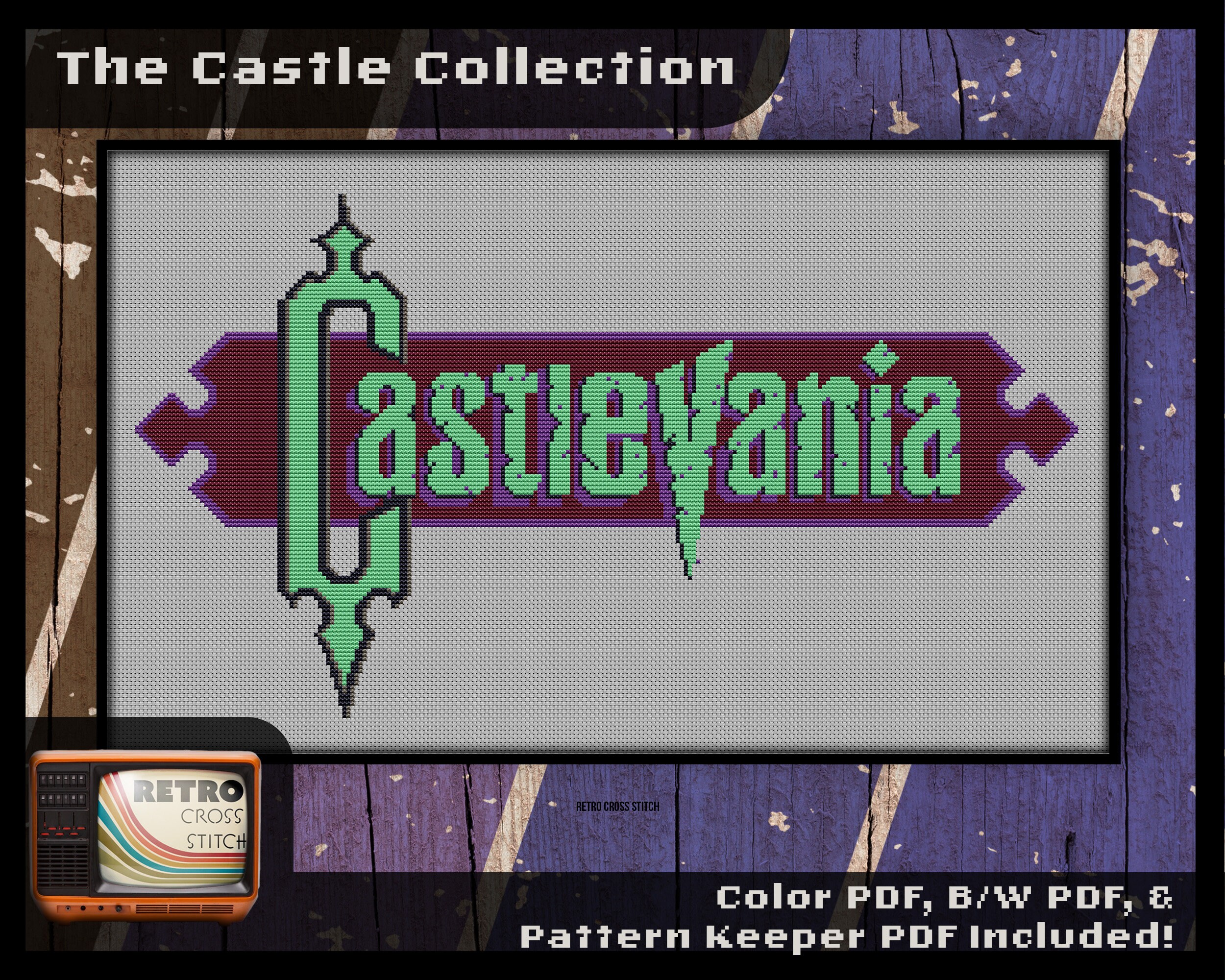 Castlevania Inspired Title Cross Stitch | DIY Nerdy Home Décor | Large ...