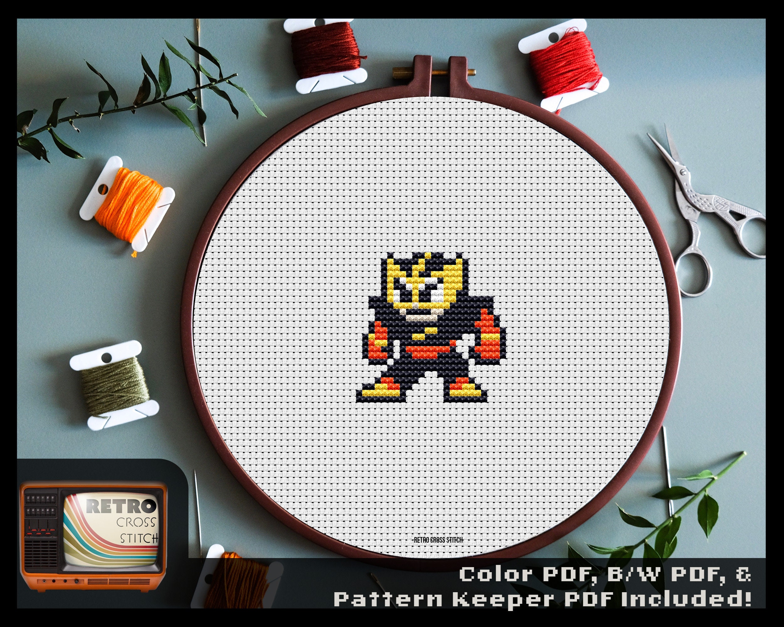 Mega Man 1 Inspired Elec Man Cross Stitch | DIY Nerdy Home Décor ...