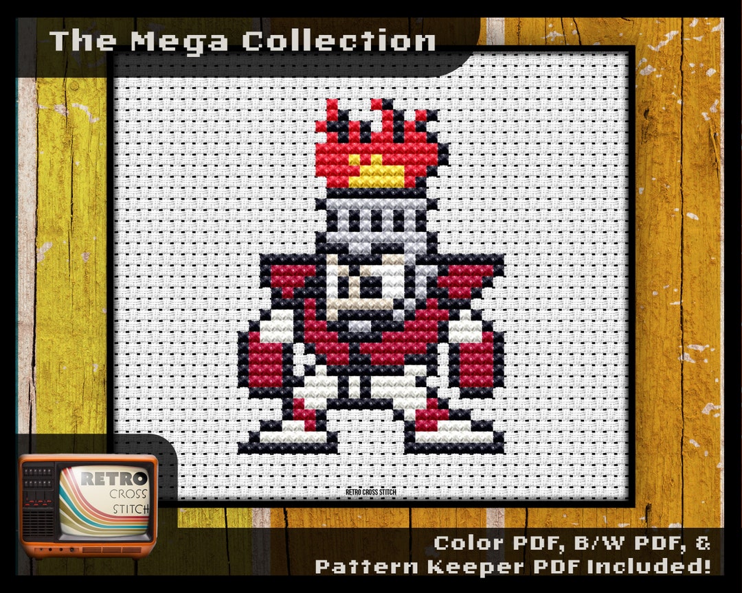Mega Man 1 Inspired Fire Man Cross Stitch | DIY Nerdy Home Décor ...