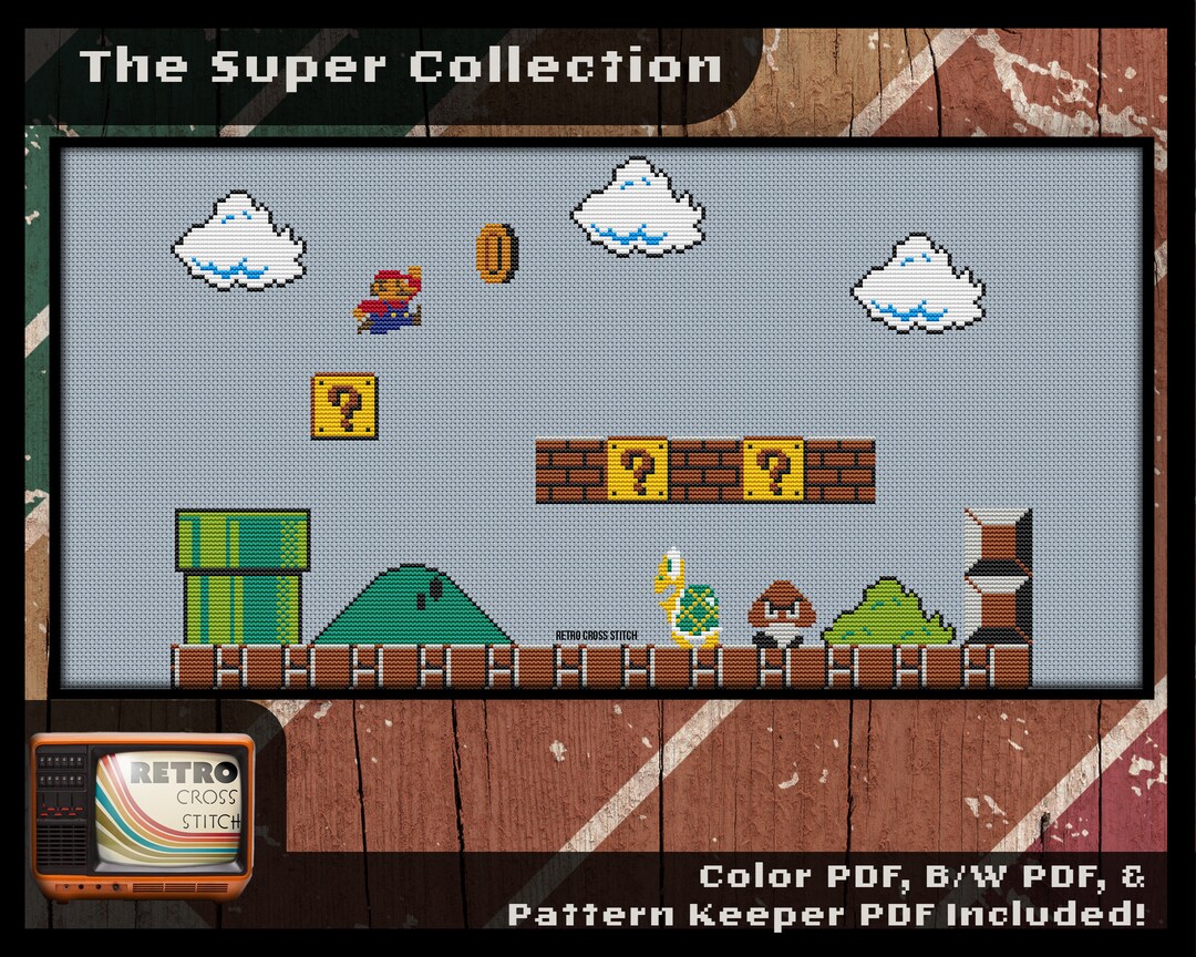 Super Mario Bros Inspired Cross Stitch Pattern | Geeky Crafting Gift ...