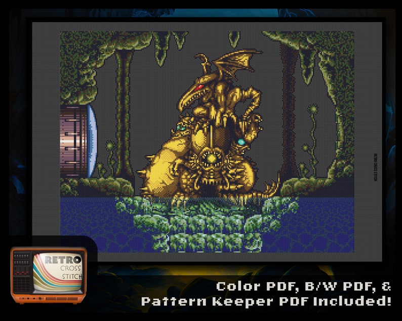 Super Metroid Inspired - Statue Room Cross Stitch Pattern | Geeky ...