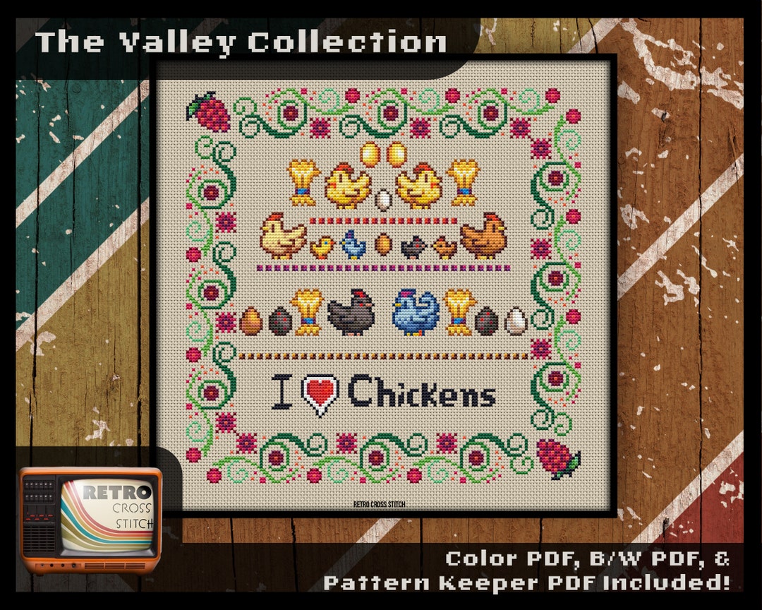 Stardew Valley Inspired - I Love Chickens - Cross Stitch Pattern | DIY ...