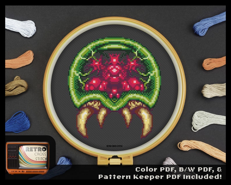 Super Metroid Inspired - Metroid Cross Stitch Pattern | Geeky Crafting ...