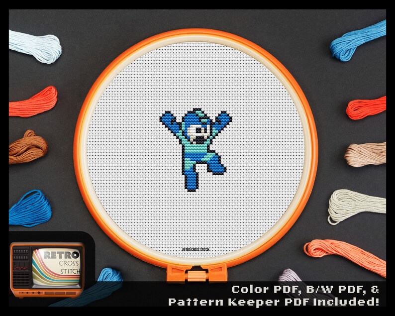 Mega Man 1 Inspired Mega Man Cross Stitch | DIY Nerdy Home Décor ...