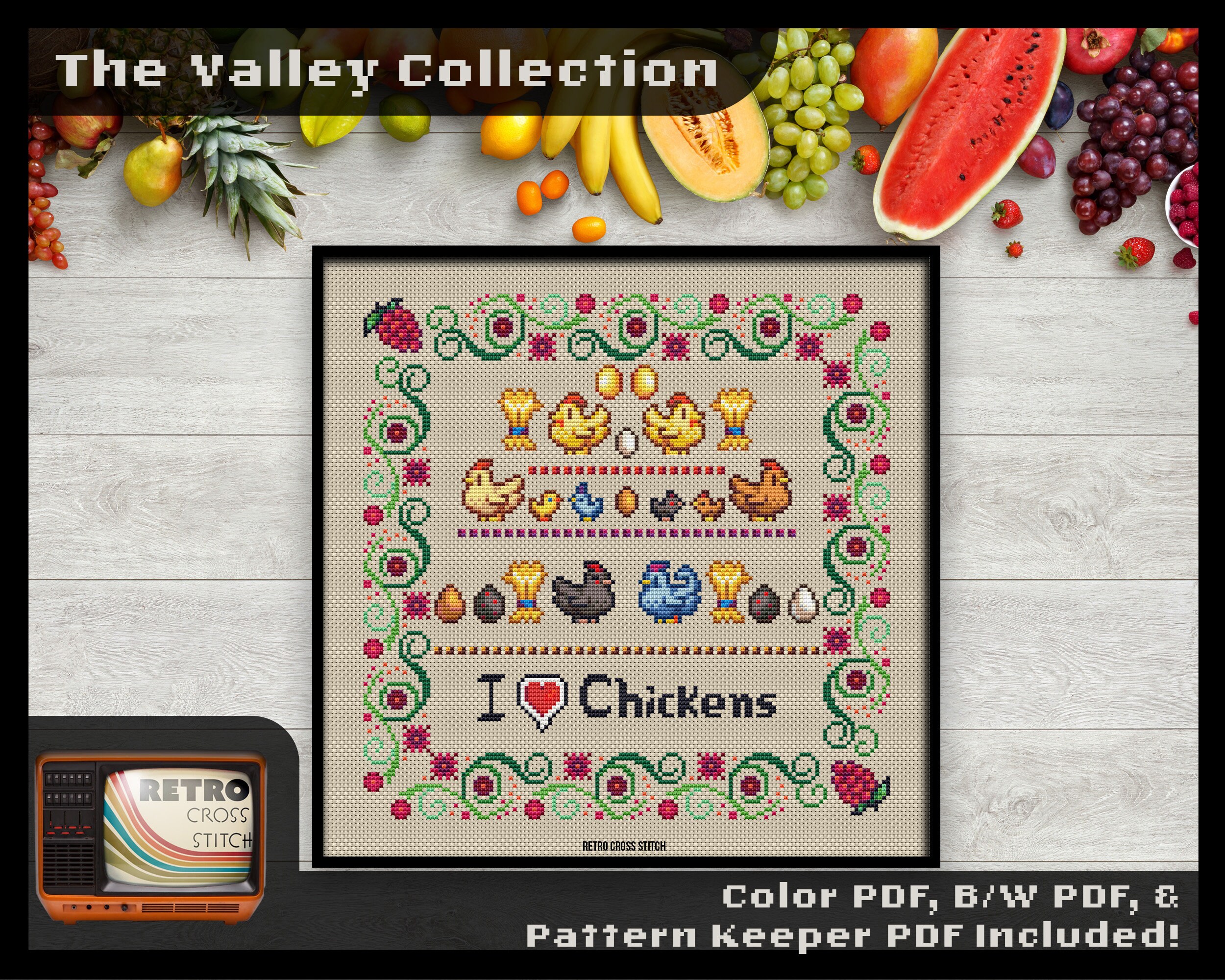 Stardew Valley Inspired - I Love Chickens - Cross Stitch Pattern | DIY ...