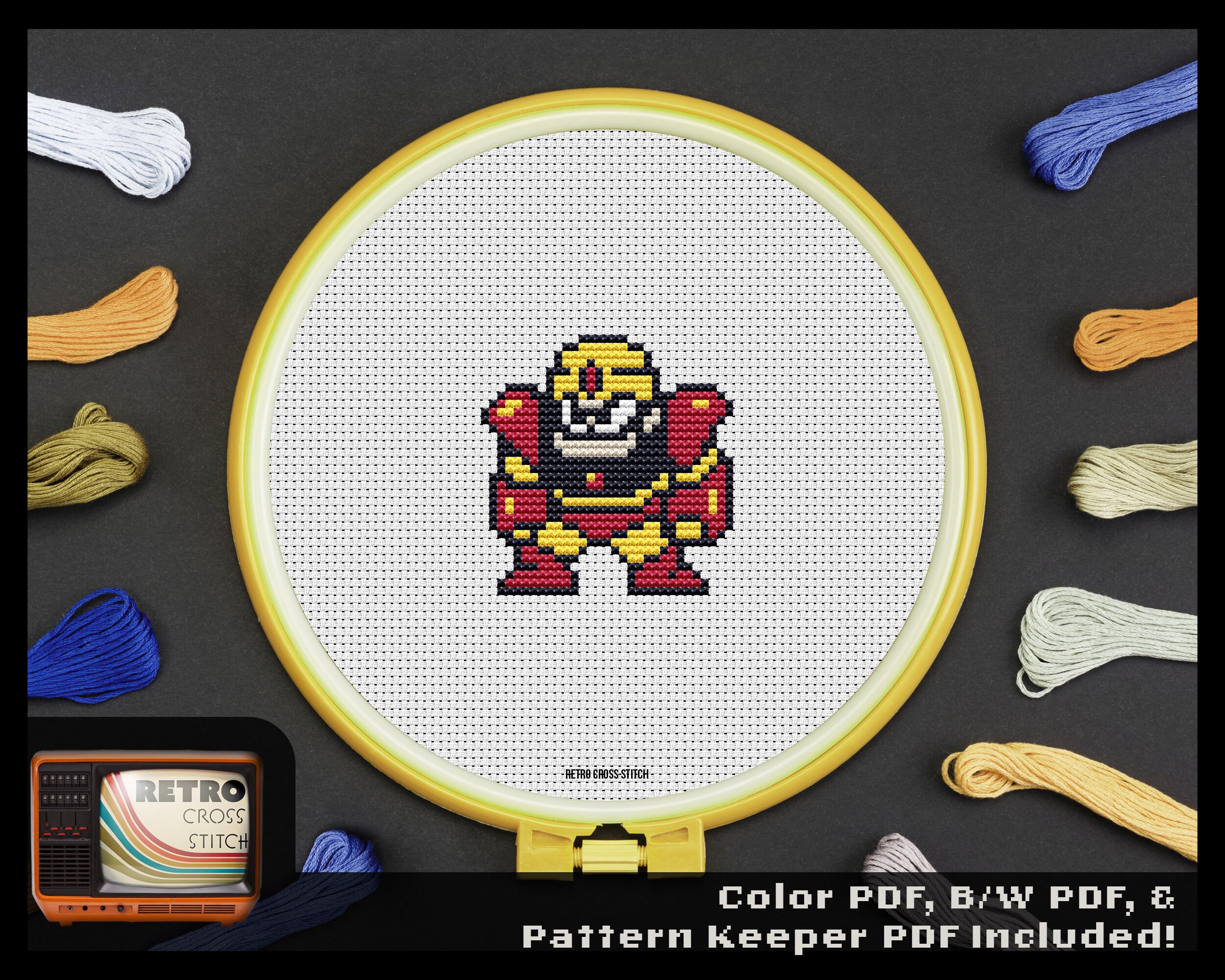 Mega Man 1 Inspired Guts Man Cross Stitch | DIY Nerdy Home Décor ...