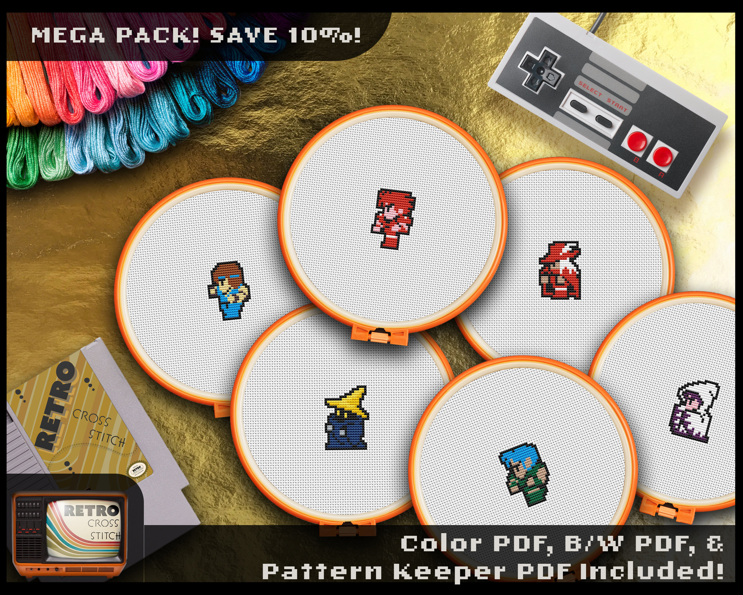 Final Fantasy 1 Inspired Character Cross Stitch Pack | DIY Nerdy Home ...