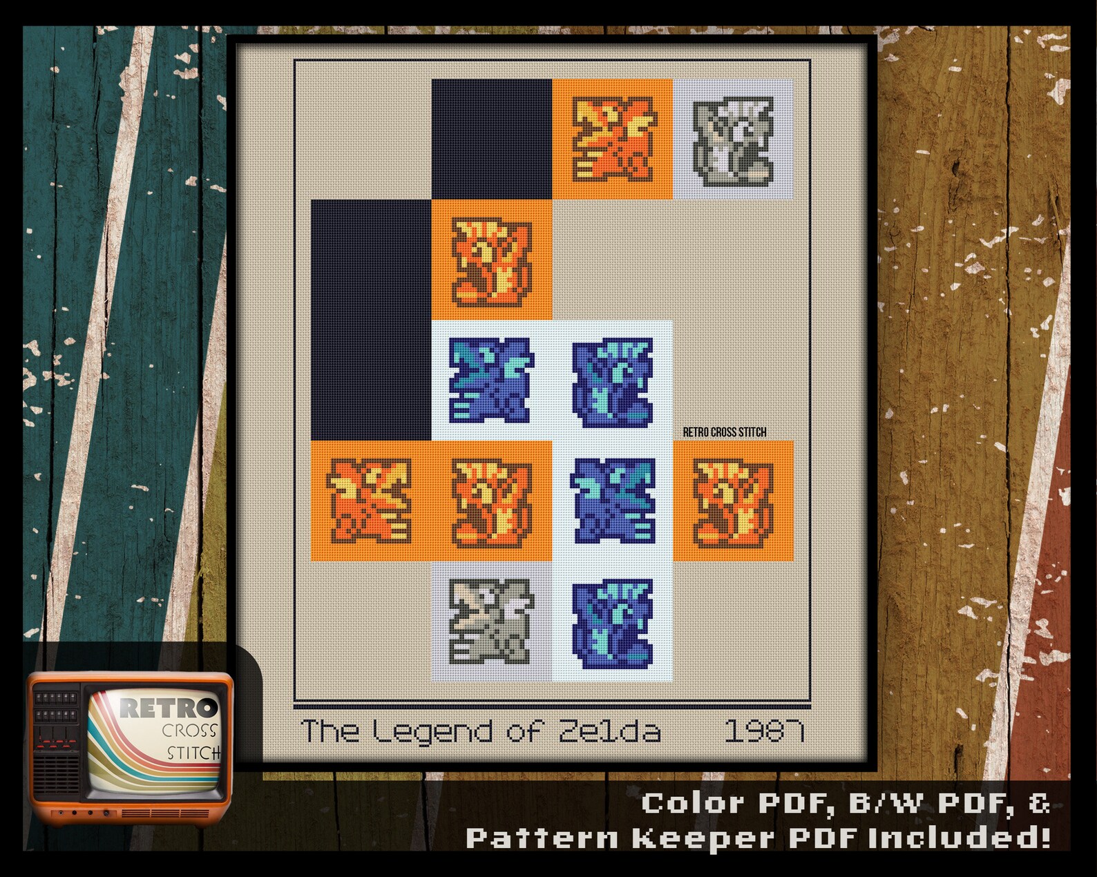 Zelda Inspired Retro Pop Art - Blocks - Cross Stitch Pattern | Geeky ...