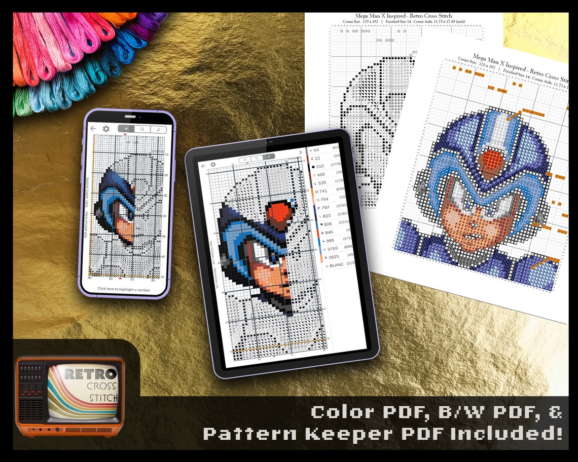 Mega Man 1 Inspired Mega Man Cross Stitch | DIY Nerdy Home Décor ...