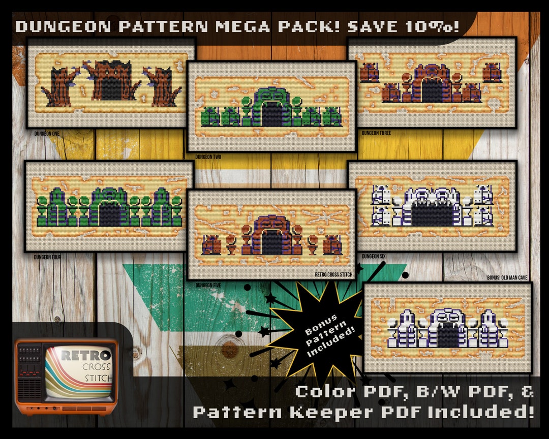 Zelda Inspired Dungeon Entrance Mega Pack Cross Stitch Pattern | Geeky ...