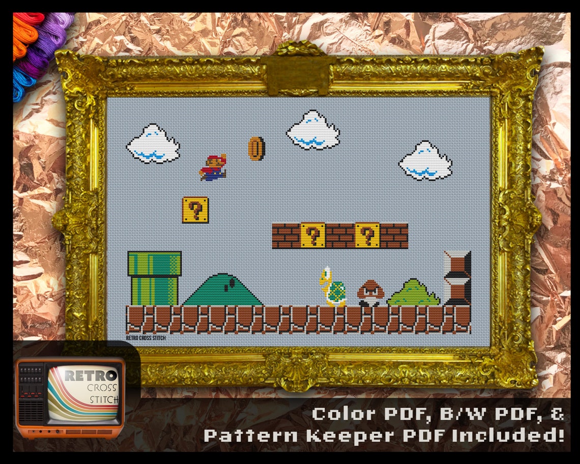Super Mario Bros Inspired Cross Stitch Pattern | Geeky Crafting Gift ...