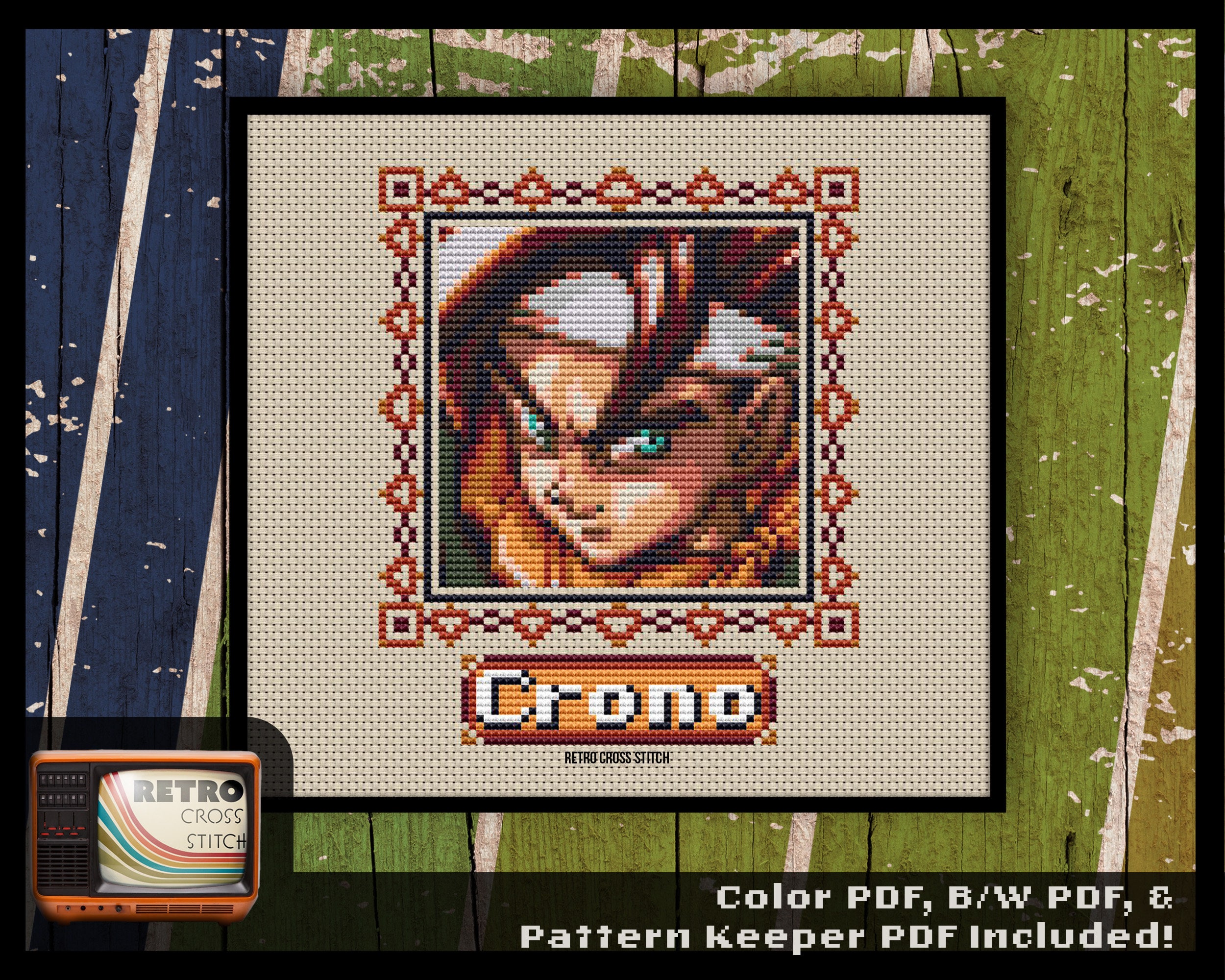 Chrono Trigger Inspired Crono Portrait Cross Stitch Pattern Small Geeky ...
