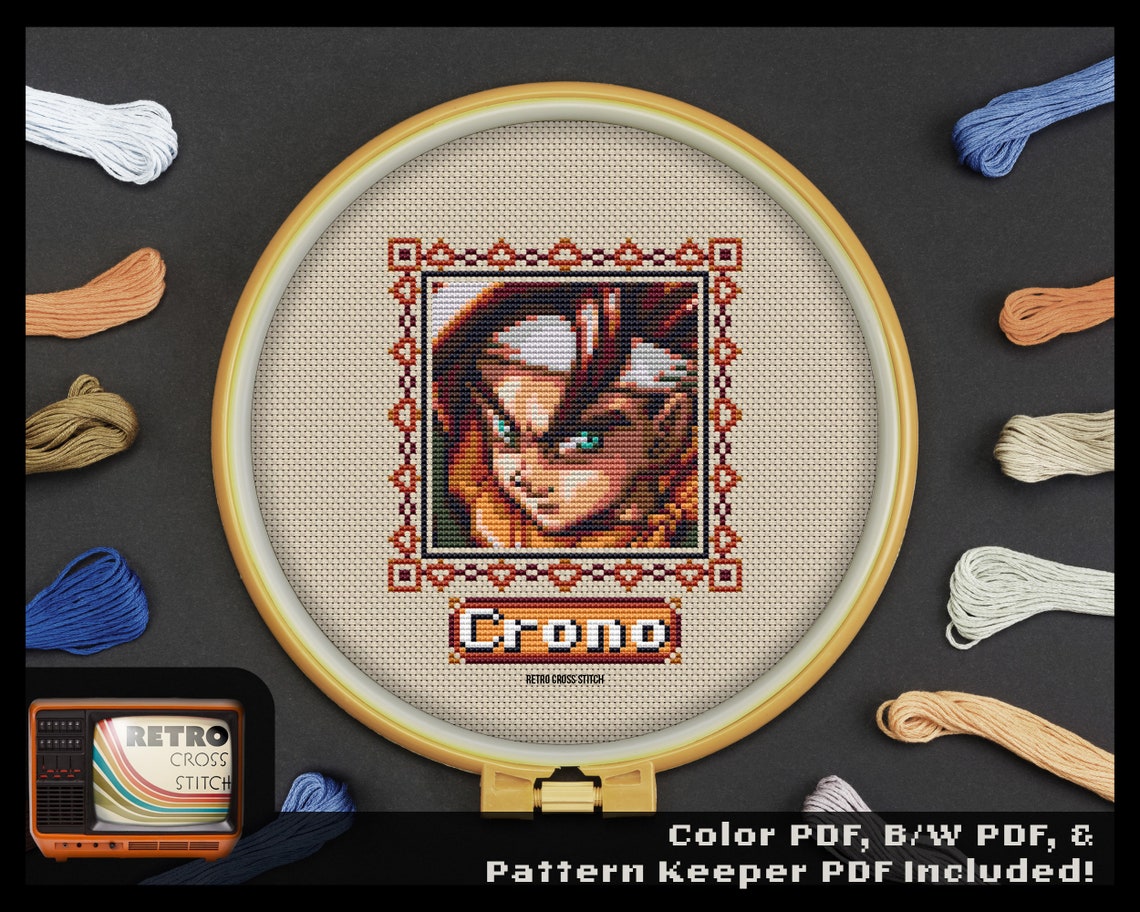 Chrono Trigger Inspired - Crono Portrait Cross Stitch Pattern | Small ...